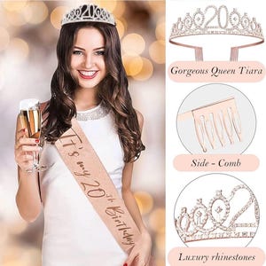 8pcs 20th Birthday Decorations for Women Girls, Including 20 Year Old Birthday Cake Topper ...