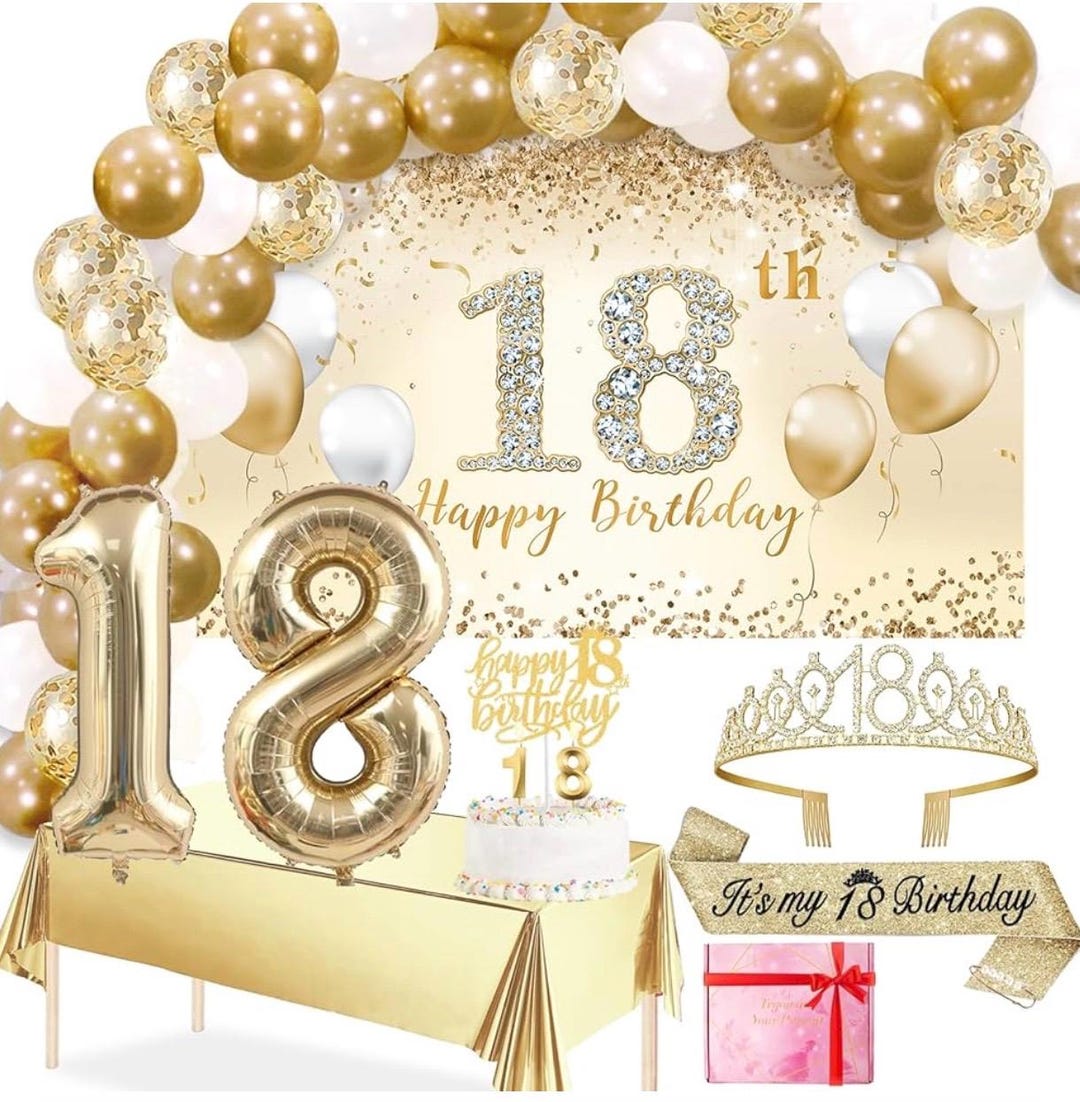 18th Birthday Decorations Balloon Set Girls Arch,gold 18th Birthday ...