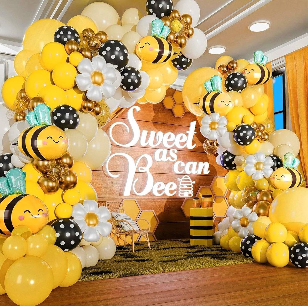 135pcs Bumble Bee Balloon Garland Kit: Yellow Black and White Bee ...