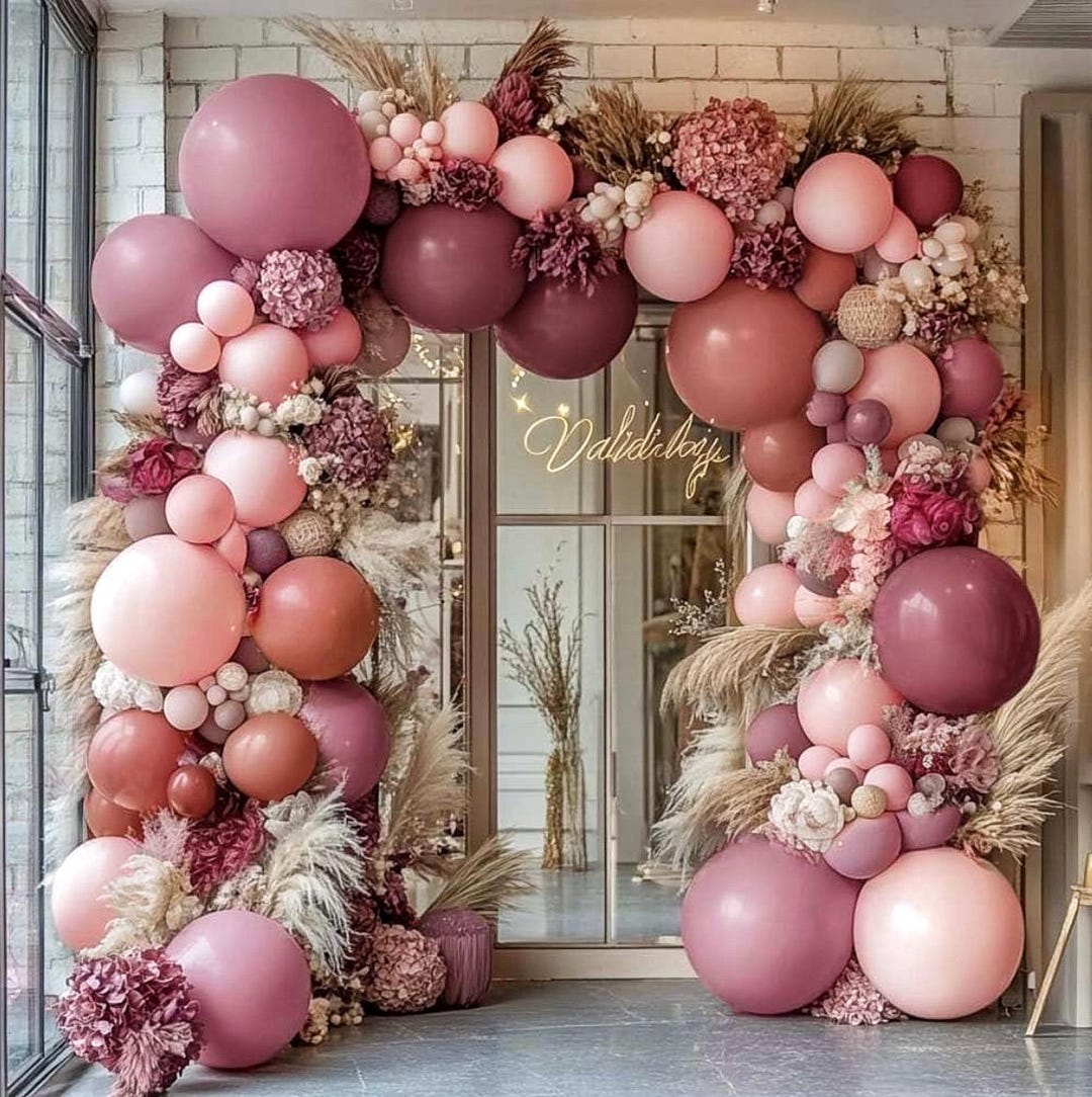 Pink Balloon Garland Dusty Rose Pink Balloons Mauve Balloon Arch Double ...