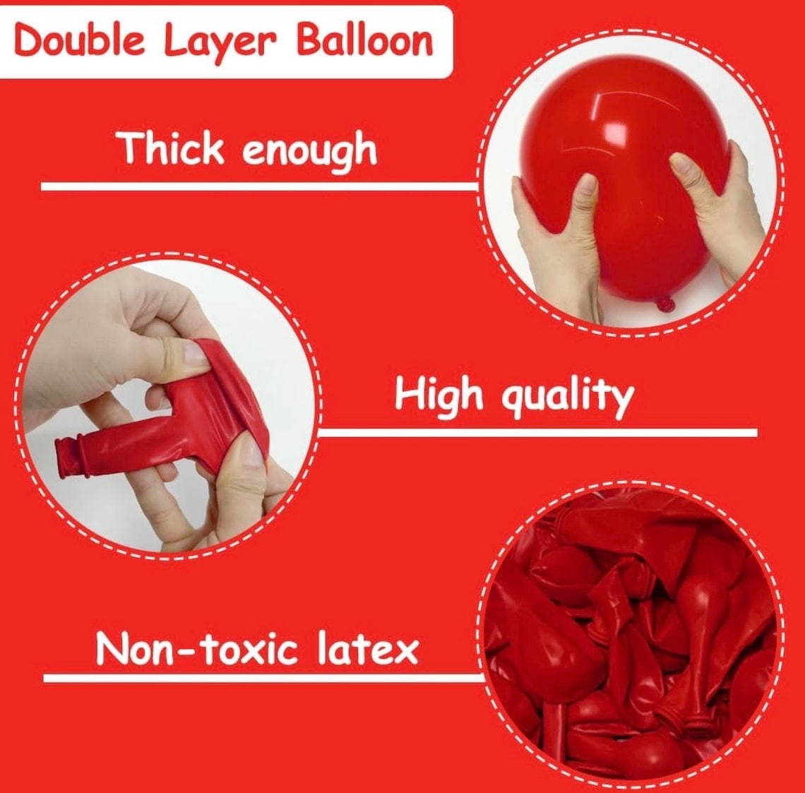 Red Balloons Double Stuffed Red Balloons Different Sizes Latex Ruby Red ...