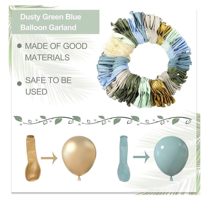 170pcs Dusty Blue Green Balloon Garland Arch Kit Haze Fog Blue Ash Mist ...