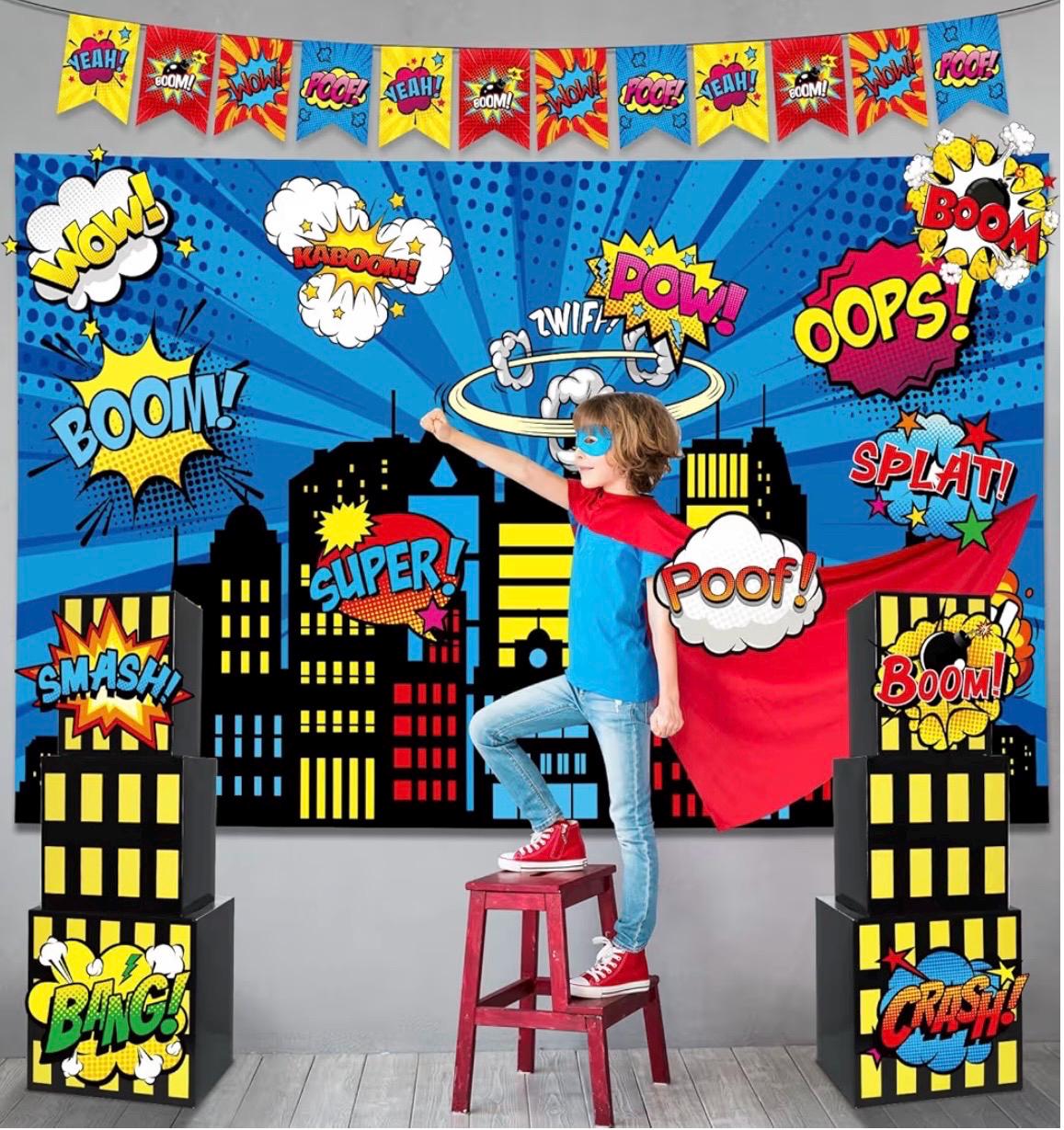 17pcs Super Theme Hero Party Photography Backdrop for Hero Birthday ...