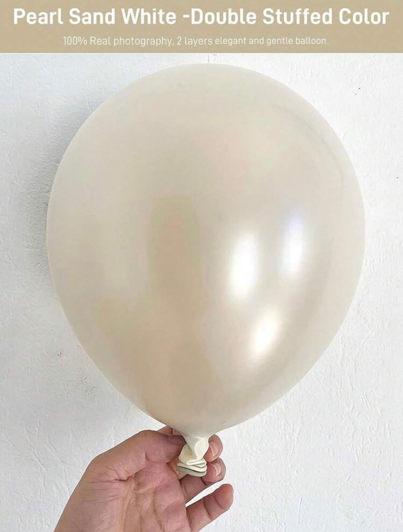 Pearl White Pink Double Stuffed Balloons Garland White Sand Rose Gold ...