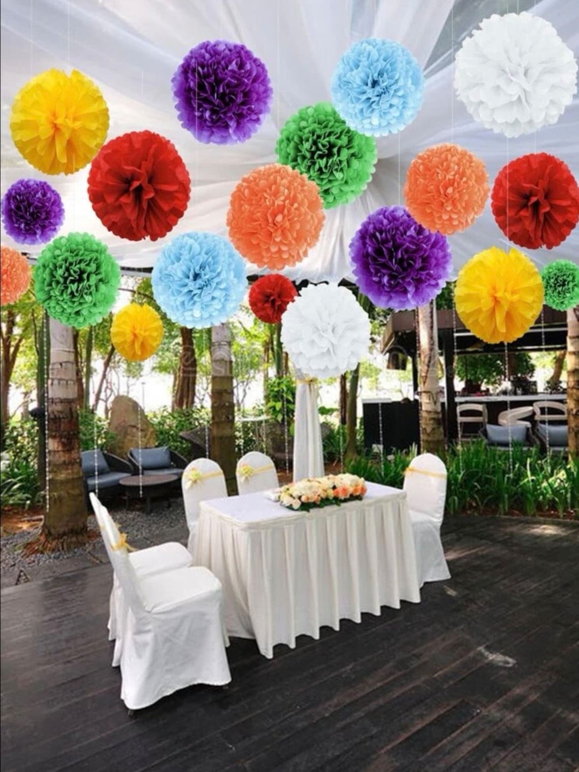 Tissue Pom Pom Paper Flower Ball Party Decorations 14 Pcs - Etsy