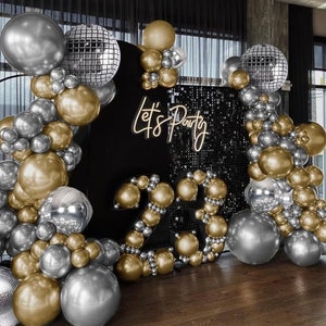 Chrome Gold Silver Balloon Garland Kit-metallic Gold Silver Balloons ...