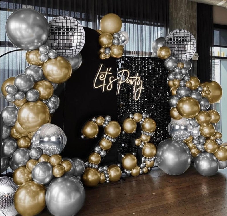 Chrome Gold Silver Balloon Garland Kit-metallic Gold Silver Balloons ...