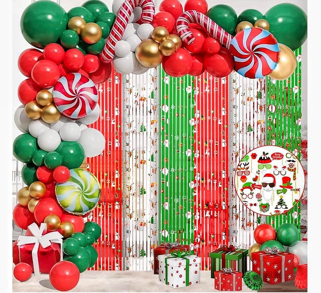 164pcs Merry Christmas Party Decorations Set, Christmas Foil Fringe ...