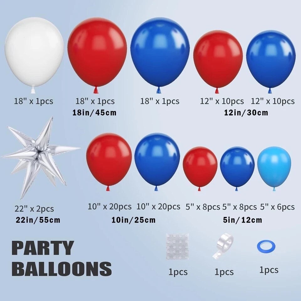 Red Blue Balloon Garland Kit,red Blue Balloon Arch With Red and Dark ...