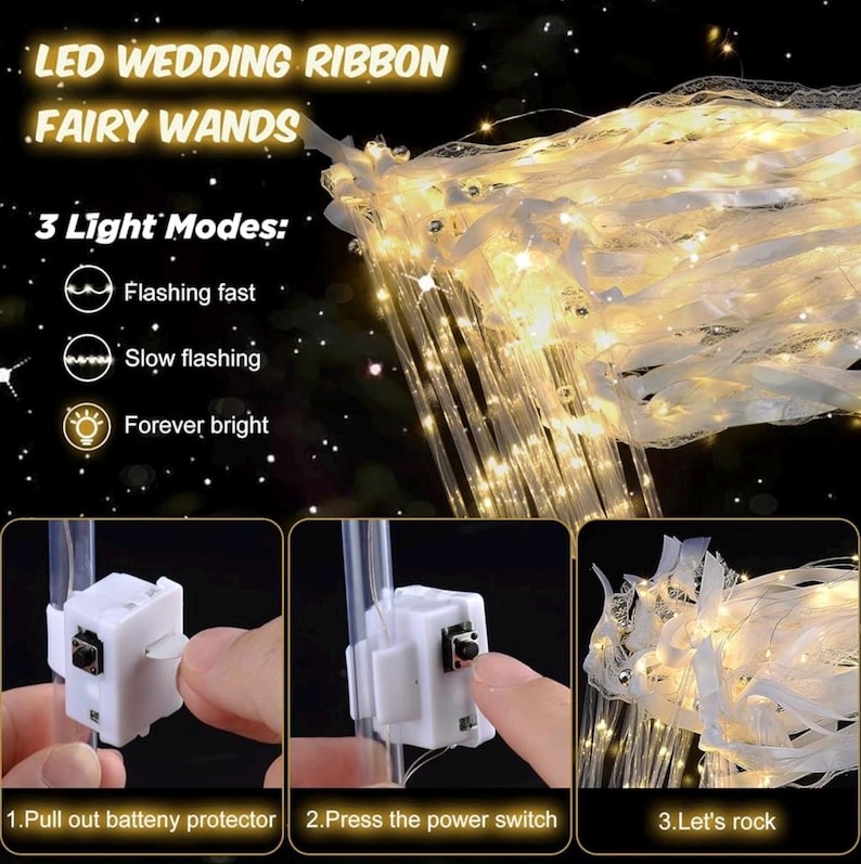 28 PCS Light up Wands for Wedding, Wedding Wands Streamers With 3 ...