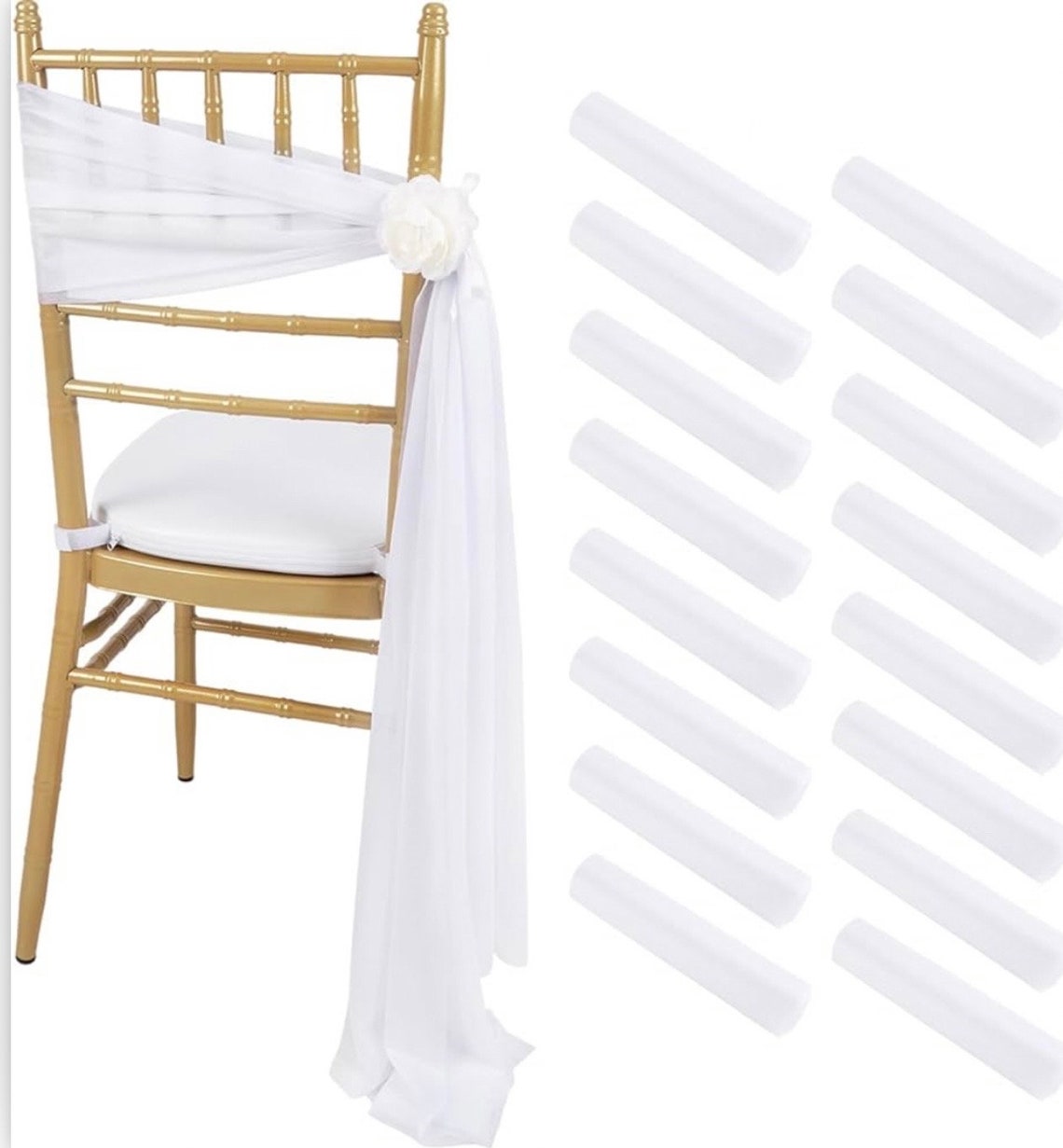 White Chair Sashes 16 Packs 8ft Long Aisle Wedding Chair Back Side ...