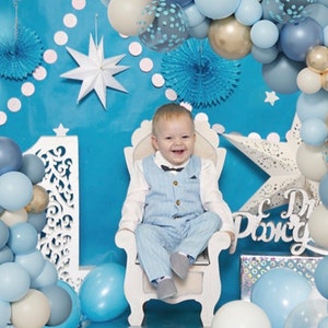 172pcs Dusty Blue Balloons Arch Garland Kit, Dusty Baby Pastel Blue Chrome Gold Blue Sand White ...