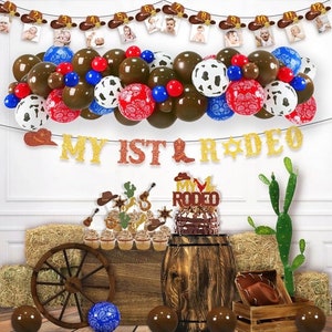 My First Rodeo Birthday Decorations, Hombae Western Cowboy First ...