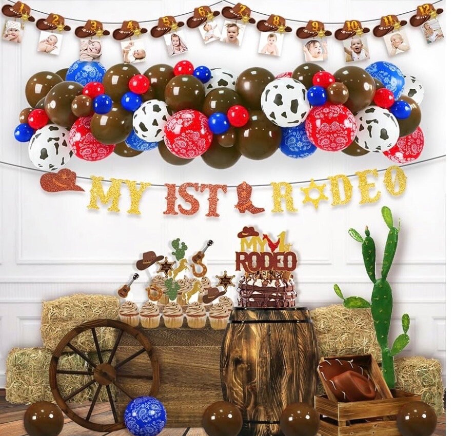 My First Rodeo Birthday Decorations, Hombae Western Cowboy First ...