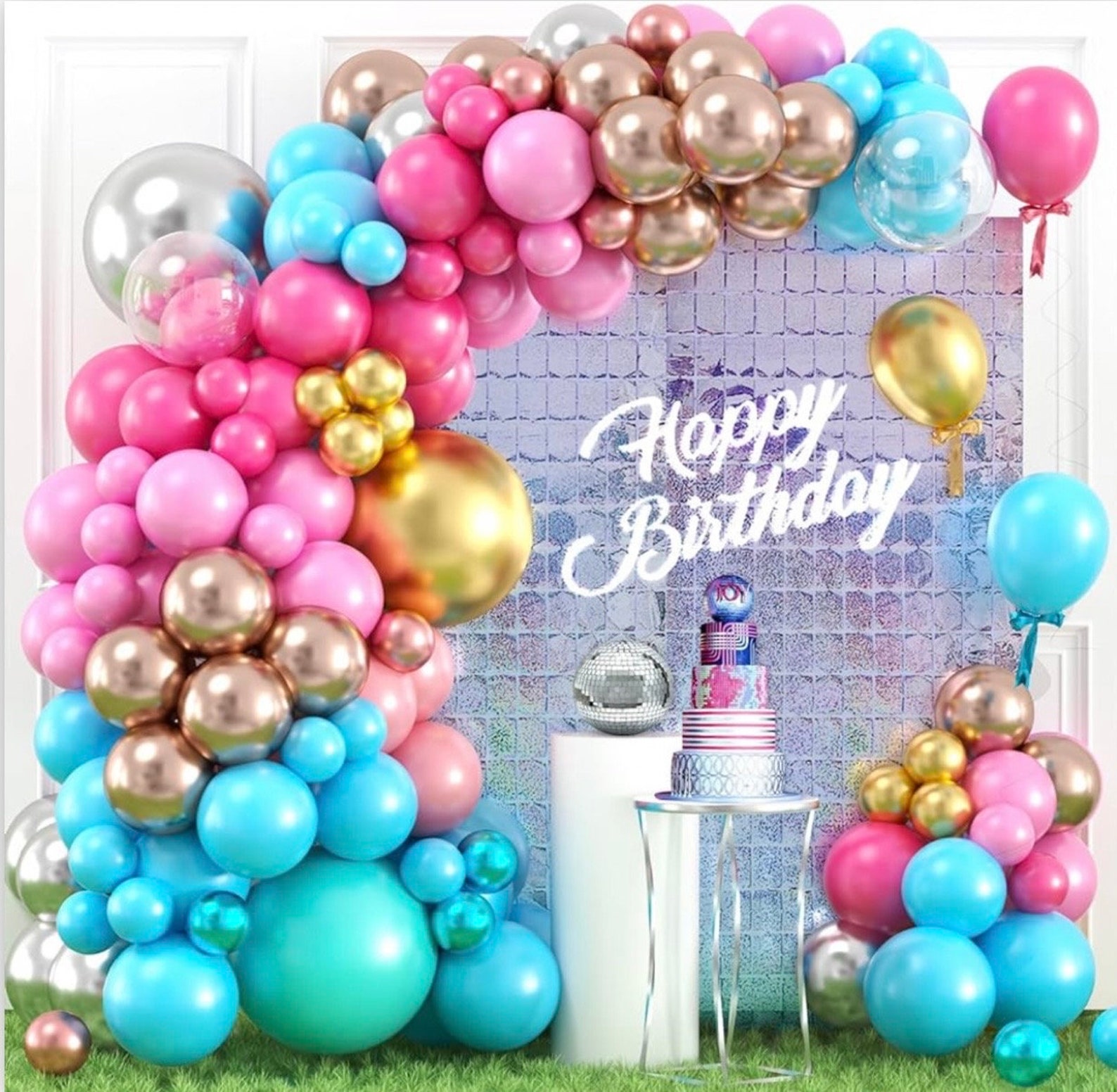 150pcs Disco Party Decorations Metallic Balloon Garland Arch Kit With ...