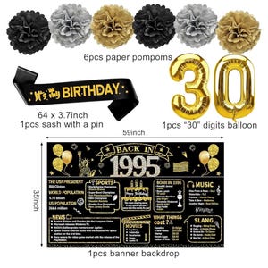 30th Birthday Decorations for Men Women, Back in 1995 Banner Party ...
