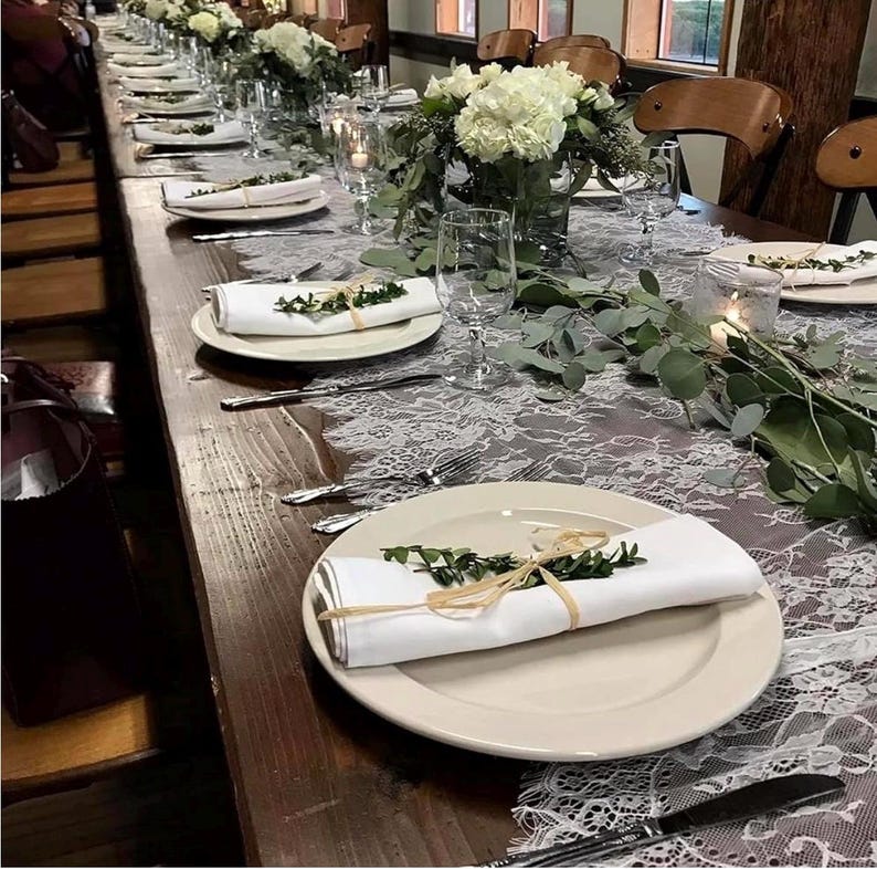 3 Pcs White Lace Table Runner 14 X 120 in Inembroidered Boho Table ...