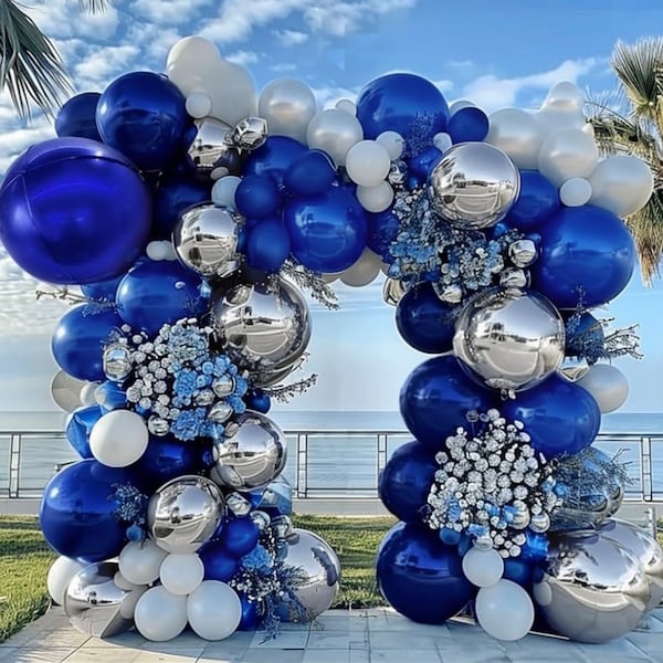 Blue Silver Balloons - Etsy