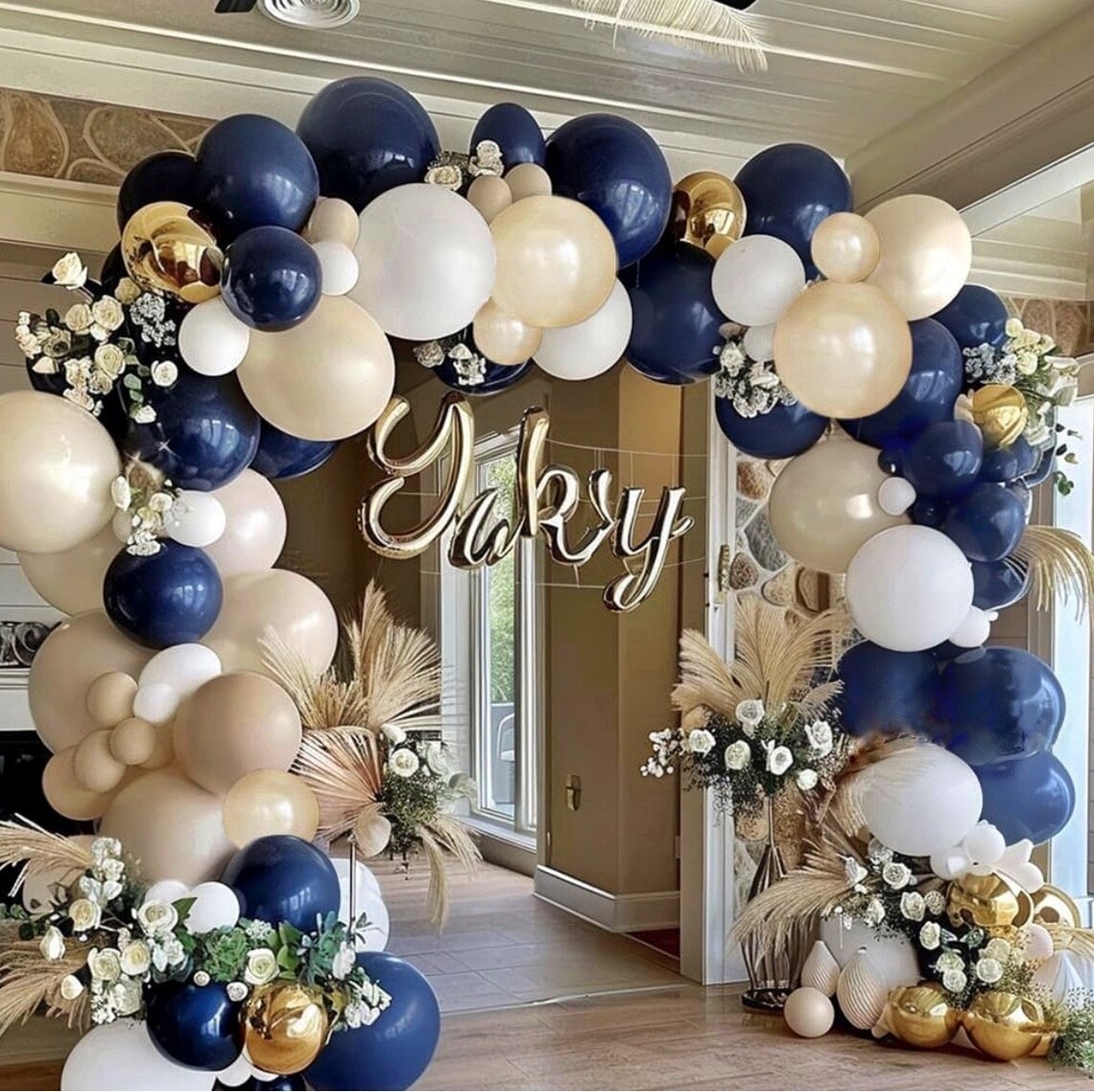 Navy Blue White Balloons Double Stuffed Balloons 18/12/10/5 Inch Royal ...