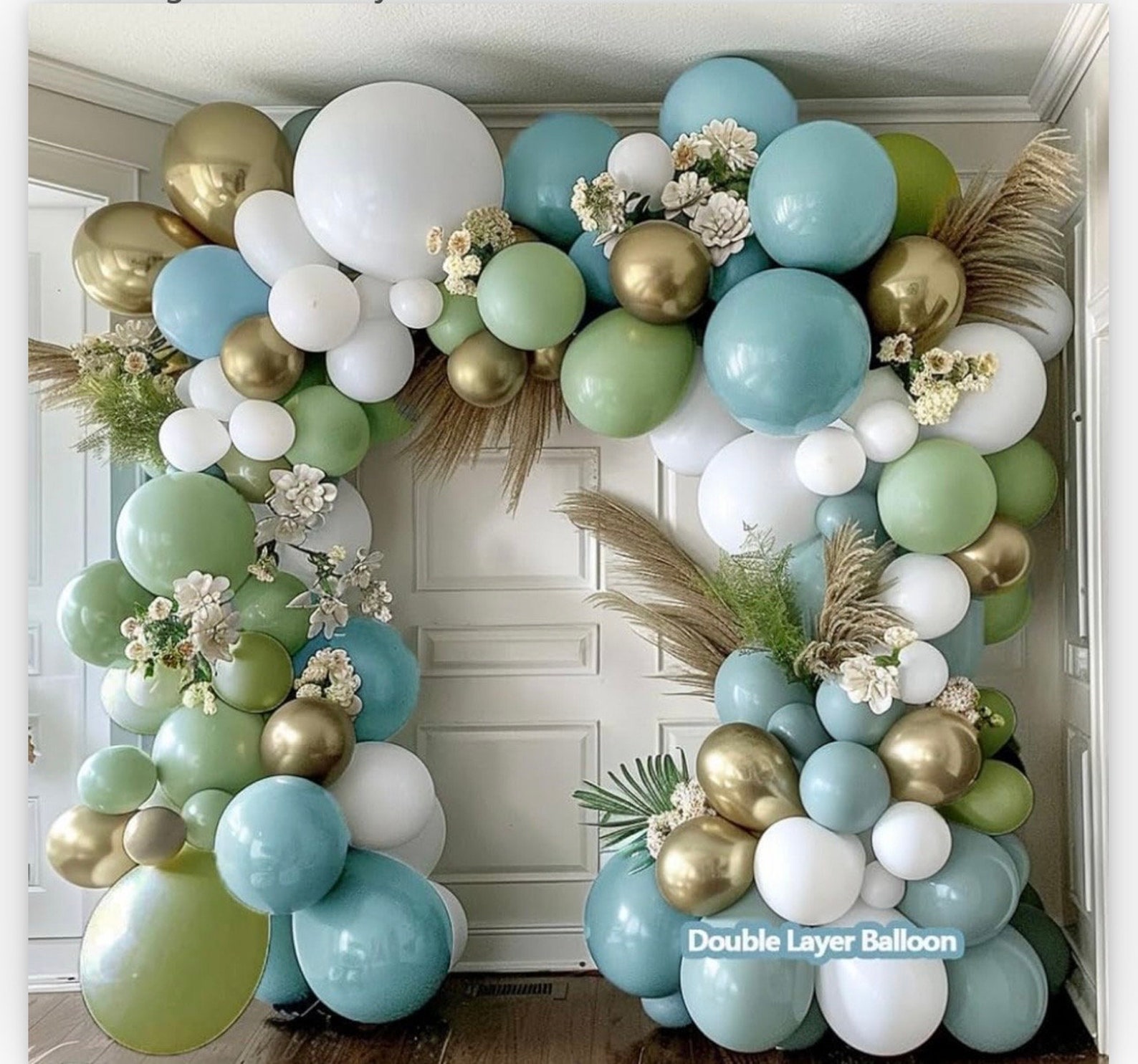 Dusty Blue Green Balloon Garland Olive Green Blue White Balloons Mist ...