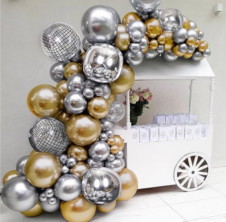 Chrome Gold Silver Balloon Garland Kit-metallic Gold Silver Balloons ...