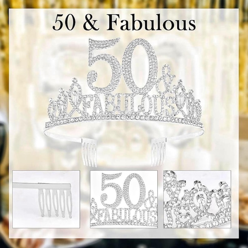 50th Silver Birthday Decorations, 50th Birthday Sash and Tiara for ...