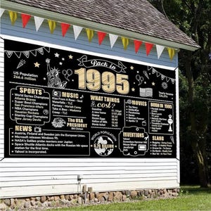 Large 30th Birthday Banner Backdrop Decorations for Men Women, Black ...