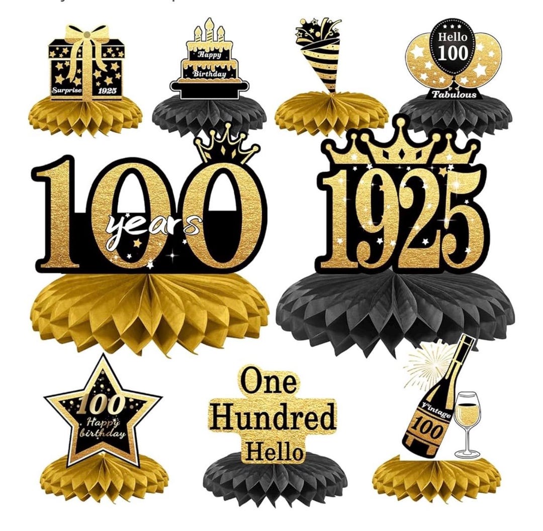 100th Birthday Decorations Set,1925 Table Toppers for Women Men ...