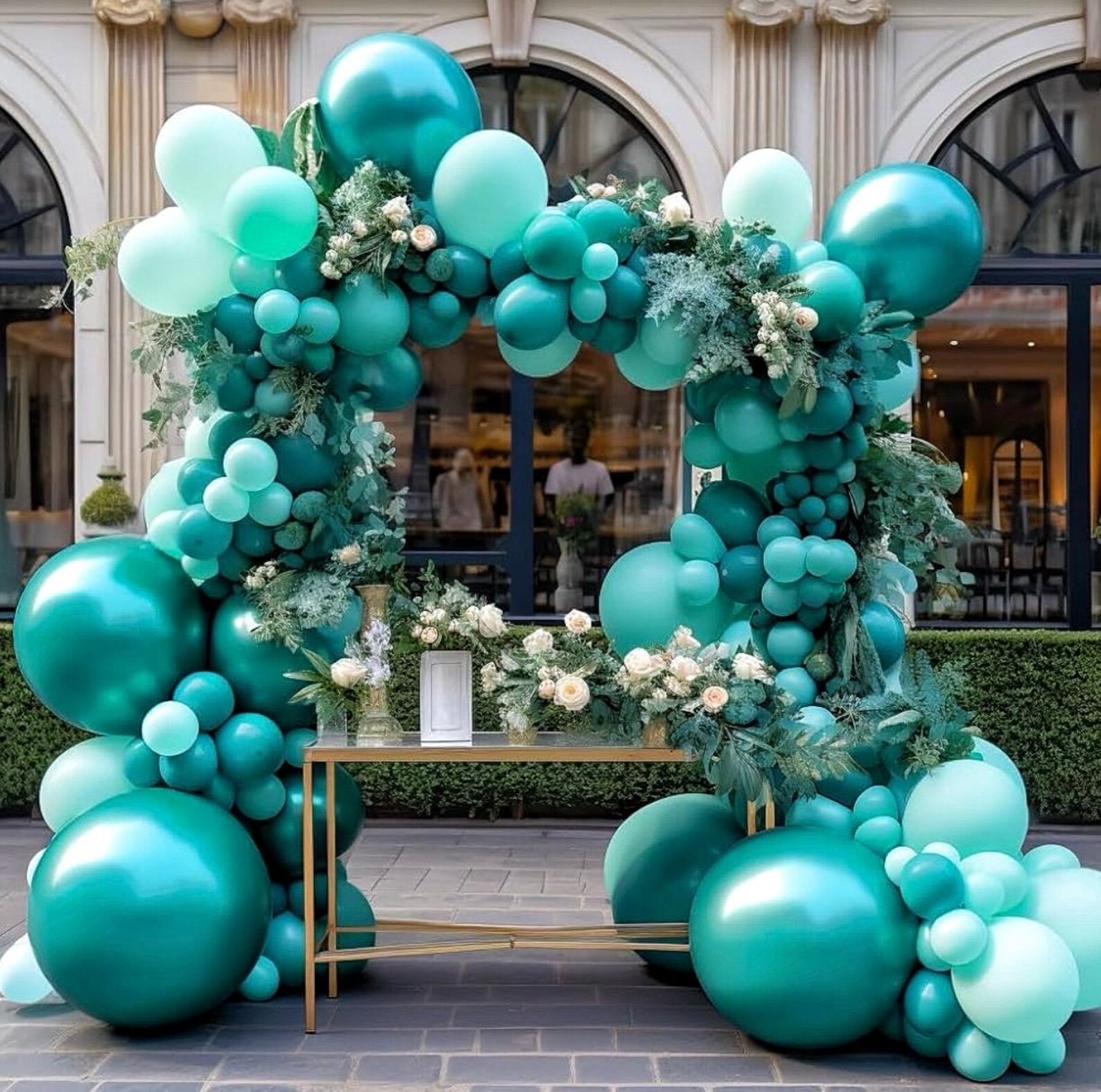 Teal Blue Balloons Double Stuffed Mint Blue Balloon Garland Turquiose ...