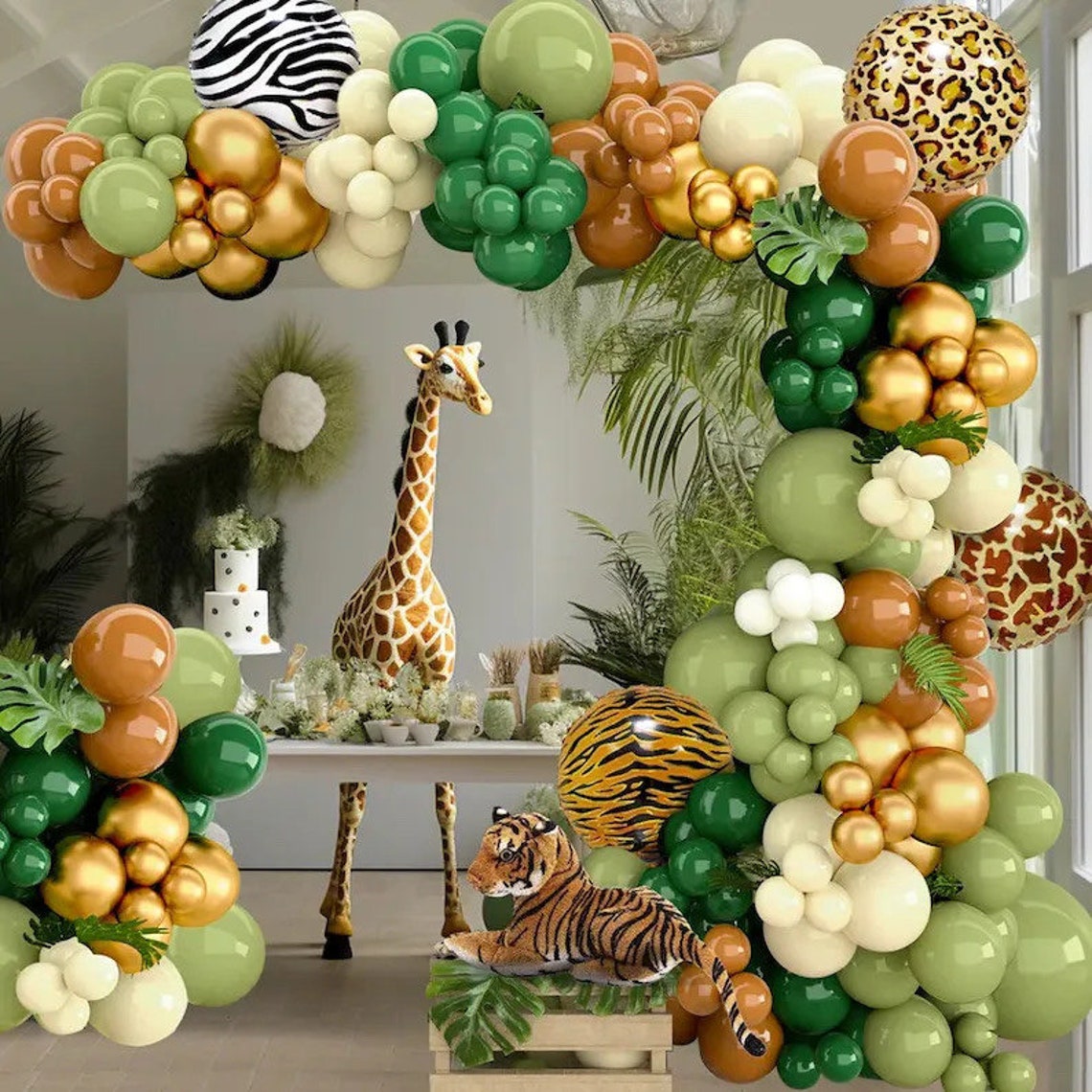 Safari Jungle Balloon Garland Arch Kit Green Wild Tropical Theme Party Supplies Olive Gold ,wild ...