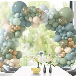 139pcs Dusty Blue Green Balloon Garland Arch Kit, Haze Fog Blue Ash ...