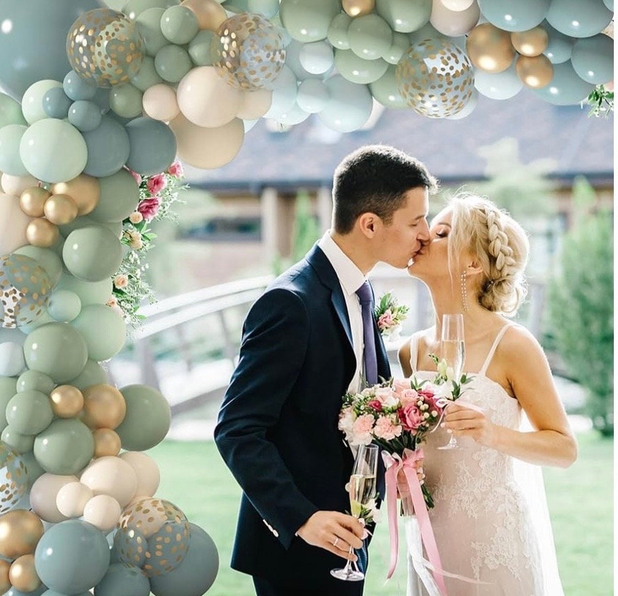 139pcs Dusty Blue Green Balloon Garland Arch Kit, Haze Fog Blue Ash ...