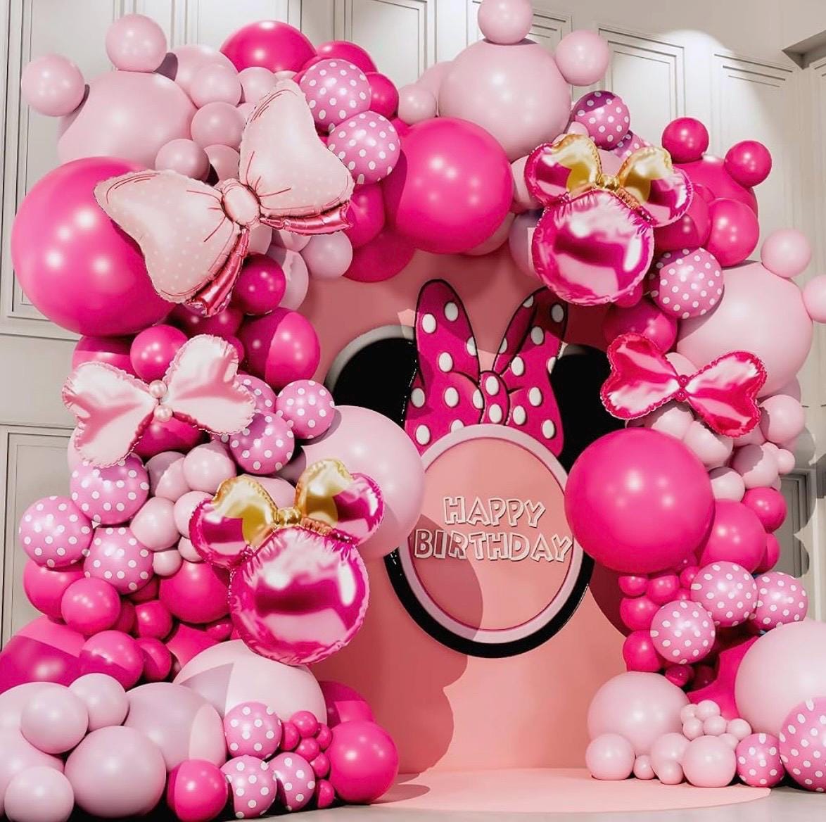 ALL-IN-1 Minnie Balloon Arch Kit With BONUS Bow & Mouse Head Balloons ...