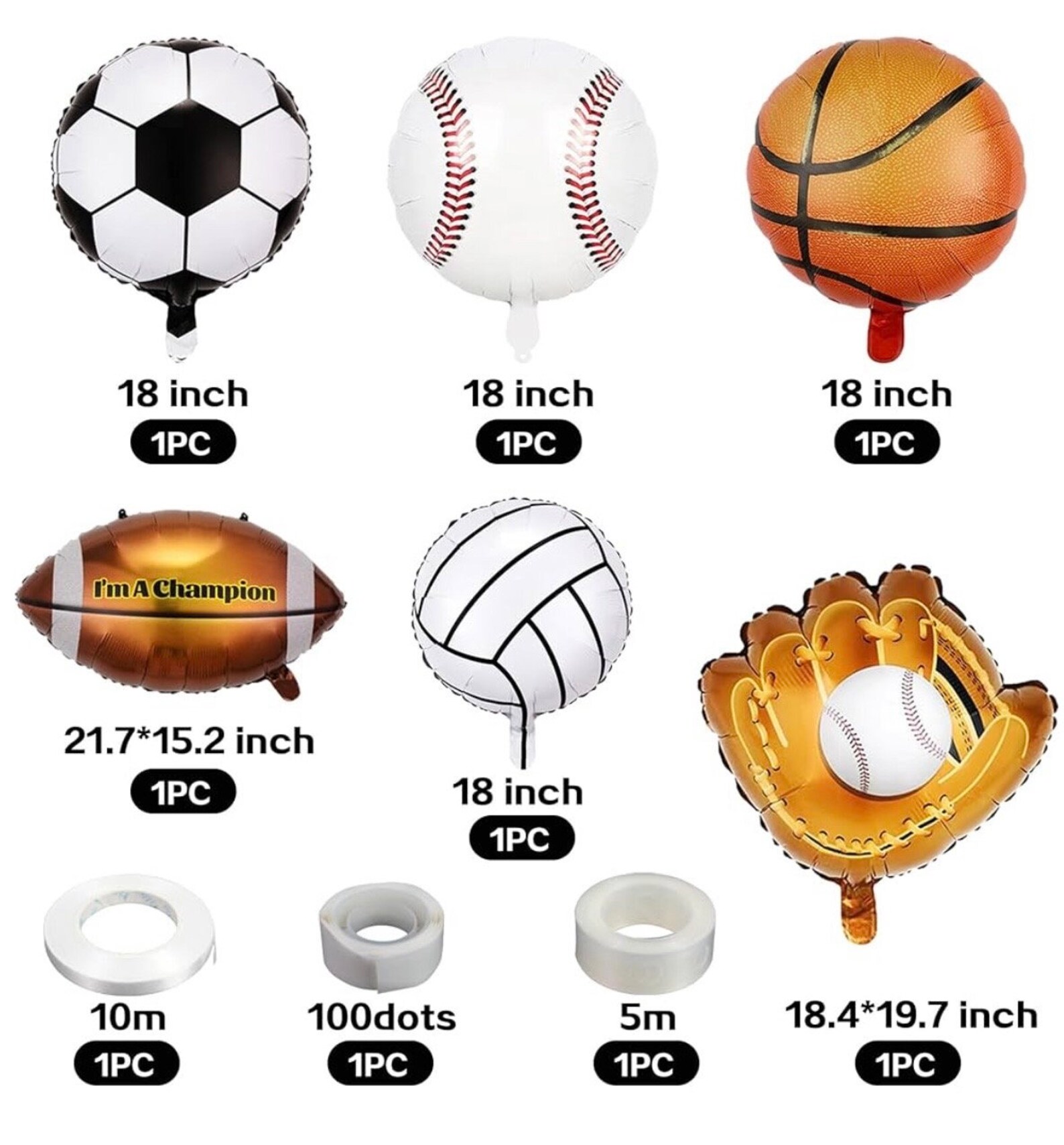 172pcs Sports Balloon Arch Garland Kit With Baseball Basketball ...