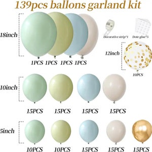 139pcs Dusty Blue Green Balloon Garland Arch Kit, Haze Fog Blue Ash ...