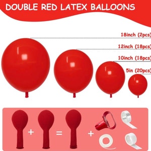 Red Balloons Double Stuffed Red Balloons Different Sizes Latex Ruby Red ...