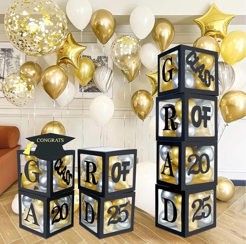 2025 Graduation Balloon Boxes Decorations, 4 Pieces Graduation Party ...