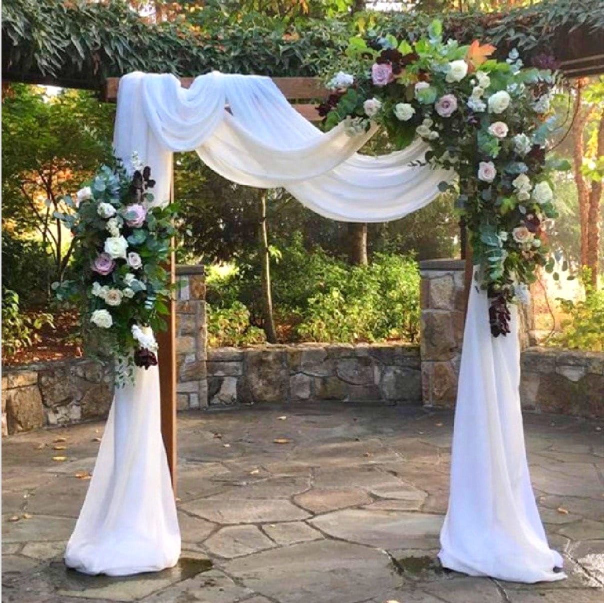 White Wedding Arch Draping Fabric 3 Panels 27.5" X 18.3ft Chiffon ...