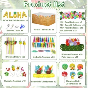 Hawaiian Aloha Luau Party Decorations, 153pcs Tropical Summer Beach ...