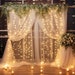 White Sheer Tulle Backdrop Curtain With Lights String Wedding Backdrop ...