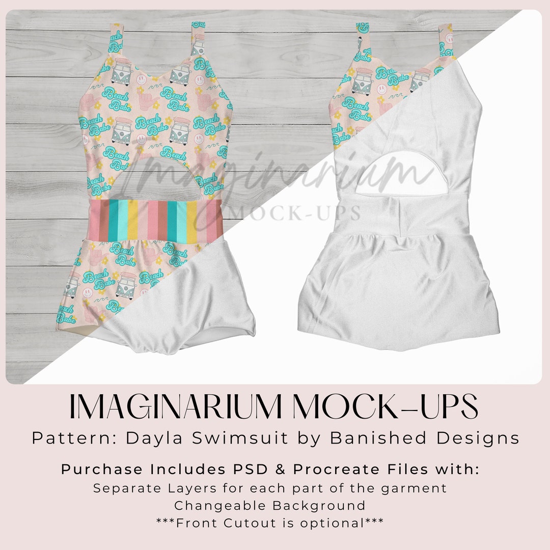 Dayla Swimsuit Mock Up, Optional Cutout, One Piece Swim Mockup ...