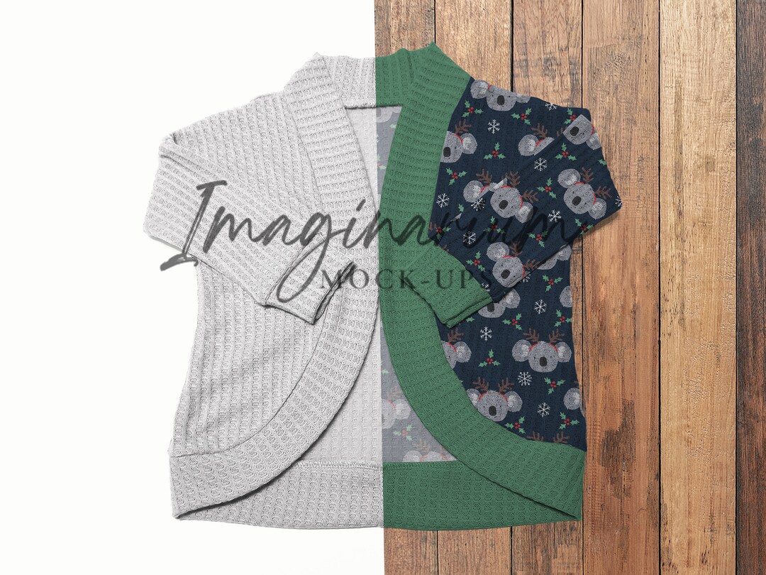 Cocoon Cardigan Mockup, Waffle Knit, Kids Sweater Mock-up, Realistic ...