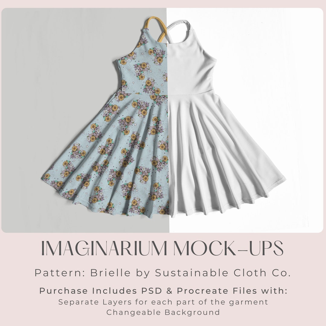 Cross Strap Back Circle Skirt Dress Mock Up, Brielle Dress Mock-up ...