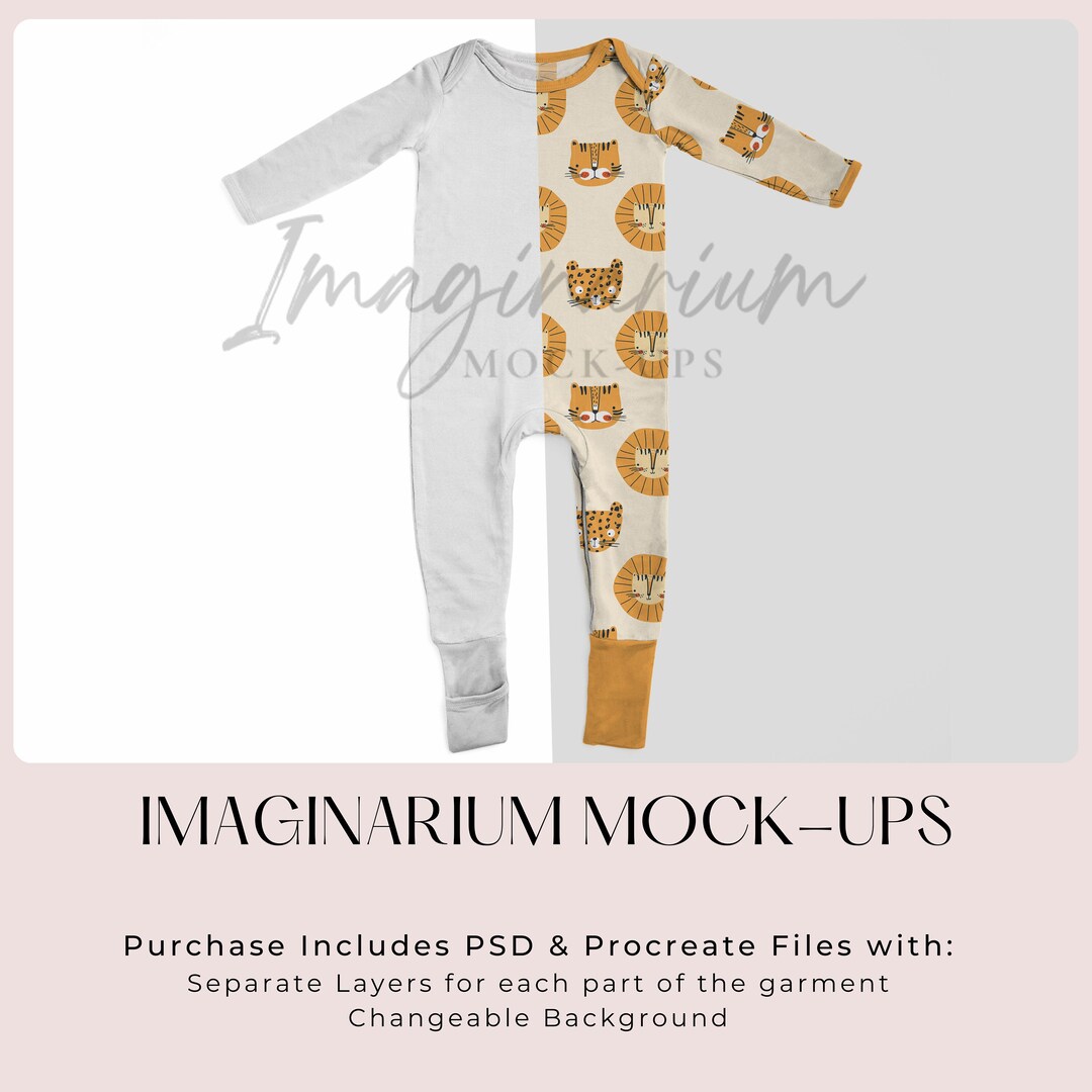 Zipper Leg Sleeper Mock Up, Zippered Romper Mockup, Baby Pajama Mockup ...