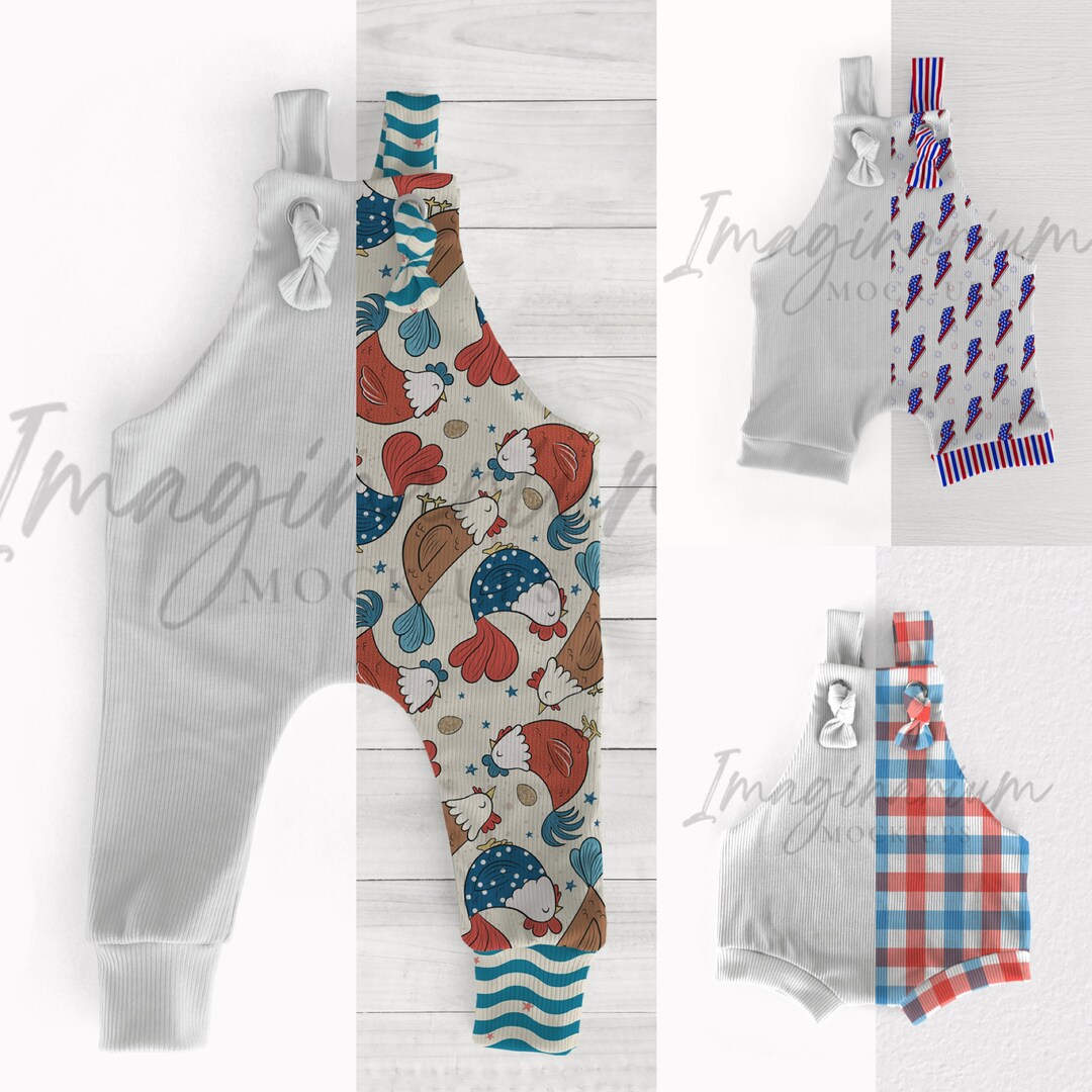 Ribbed Knotted Overalls Mock Ups Bundle, Overall Shorts Mock-up ...