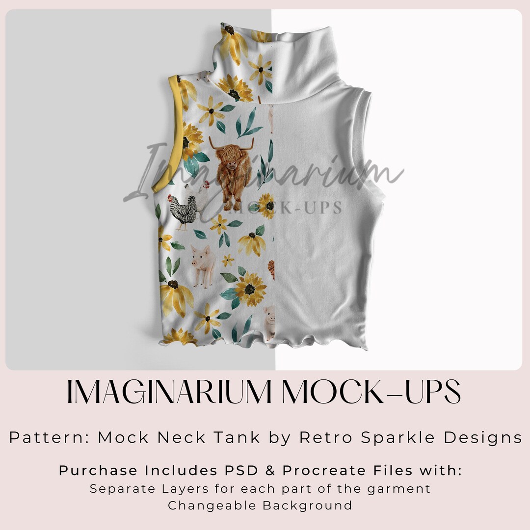 Mock Neck Tank Mock Up, Turtleneck Tank Sweater Mock Ups, Realistic ...