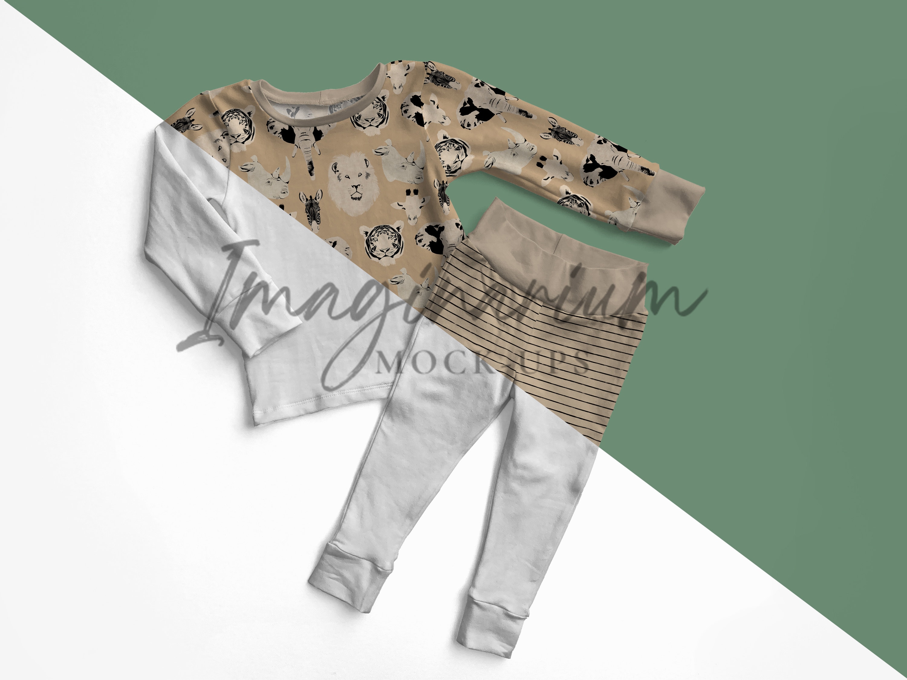 Pajama Set Mockup, Pajama Top and Leggings Mock-up, PJ Set, Yoga Waist ...