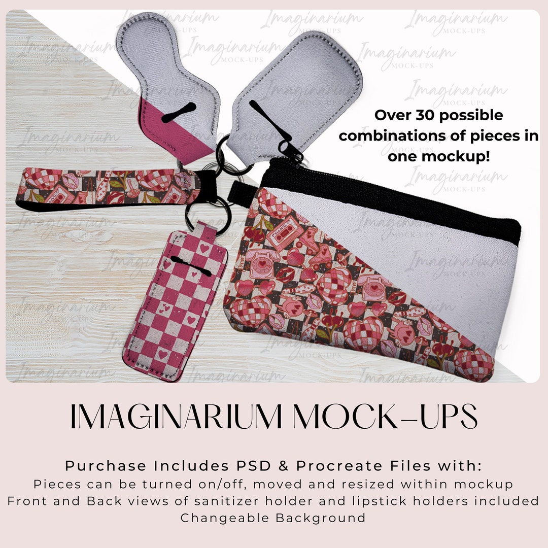 Sublimation Wristlet Keychain Bundle Mock Up, Customizable Realistic ...