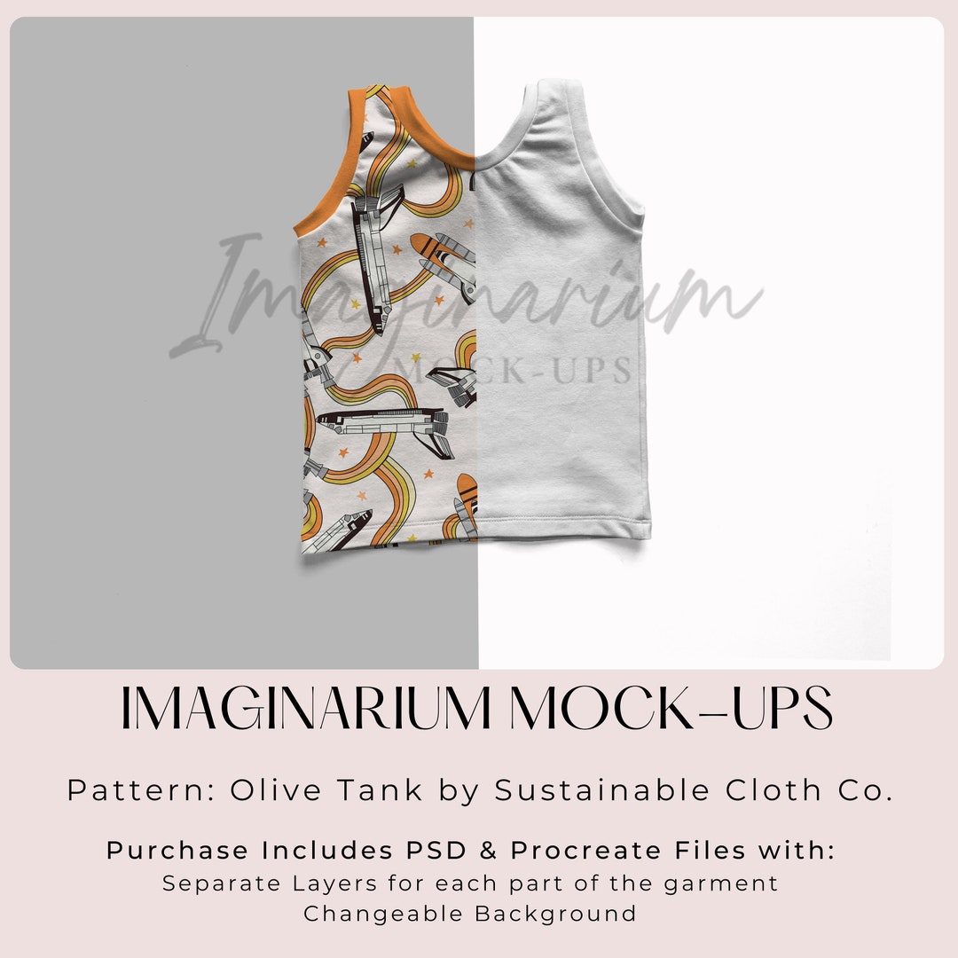 Olive Tank Top Mock Up, Kids Top Mock-up, Customizable Realistic Mockup ...