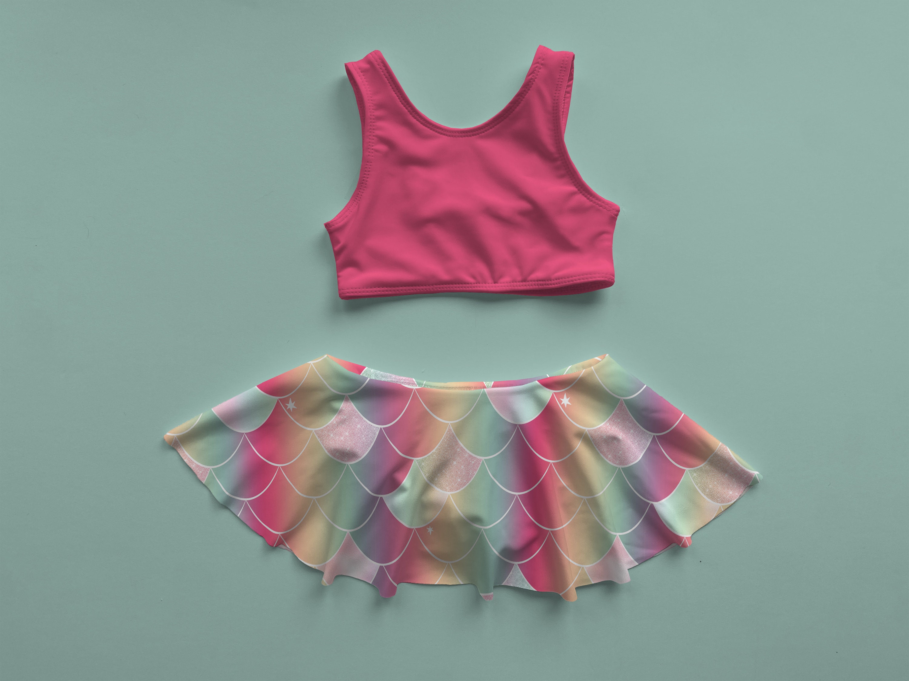 Skirted Two Piece Bahari Swimsuit Mockup, Realistic Swimwear Mock up ...